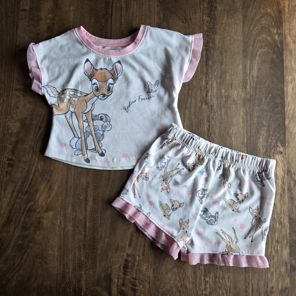 Disney | Pajamas | Disney Bambi Baby Girl Pajamas Pink And White With ...